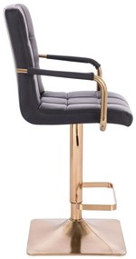 LuxuryForm Barová židle VERONA GOLD na zlaté hranaté základně - černá