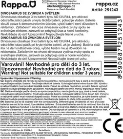 RAPPA Dinosaurus T-Rex se zvukem a světlem / Interaktivní hračka / Poh