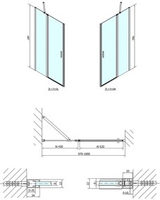 Polysan ZOOM LINE sprchové dveře 1000mm, čiré sklo ZL1310