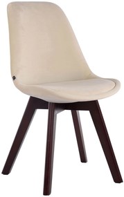Židle Borne V2 ~ samet, dřevené nohy ořech - Krémová