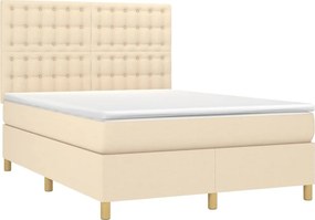 Box spring postel s matrací krémová 140x190 cm textil 3142654