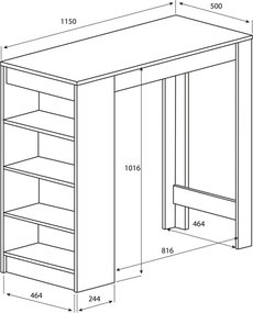 Bílý barový stůl s bílou deskou TemaHome Aravis