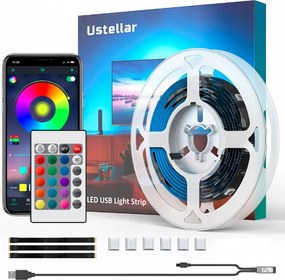 Ustellar Led pásek Rgb 5050 5W 5V dálkový ovladač/mobilní aplikace 2 m