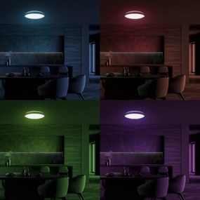 Stropní LED svítidlo Ringo, 1x LED 36w, 3000-6000k, b, RGB, s ovladačem