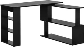 HOMCOM rohový stůl s 360° otočnou deskou a 5 policemi, 120x110x74,5 cm, černý