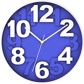 Postershop Nástěnné hodiny: Modrá (velké čísla) - 30 cm