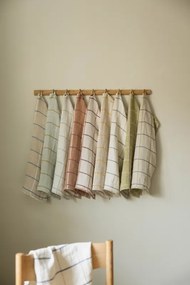 Lněná utěrka Kokki 48x70, bílá-len-modrá