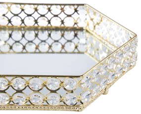 Zrcadlový dekorativní podnos šestihranný zlatý VATAN Beliani