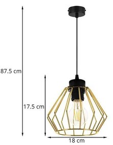 Závěsné svítidlo Nuvola 1, 1x zlaté drátěné stínidlo