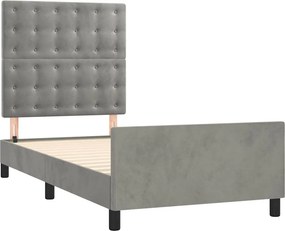 Rám postele bez matrace světle šedá 80 x 200 cm samet 3125965