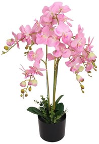 Umělá rostlina orchidej s květináčem 75 cm růžová