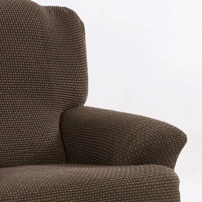 Super strečové potahy NIAGARA tabáková křeslo s dřevěnými rukojeťmi (š. 50 - 80 cm)