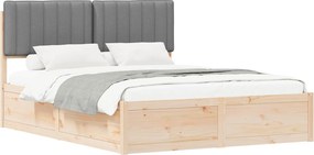 Rám postele s čalouněným čelem s čelo Světle šedá 150 x 200 cm 3398224