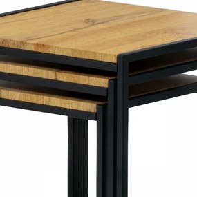 Odkládací stolky konferenční 3 ks divoký dub kov černý AF-3003 OAK