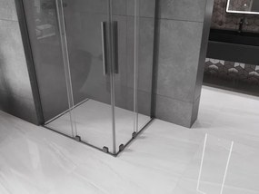 Mexen Velar L Duo, sprchový kout s posuvnými dveřmi 90 x 80 cm, 8mm čiré sklo, broušený grafit, 871-090-080-02-03-95