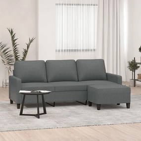 3místná pohovka s podnožkou tmavě šedá 180 cm textil 3201038