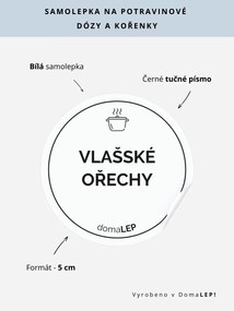 VLAŠSKÉ OŘECHY – bílá samolepka na dózu, tučné písmo, 5 cm | DomaLEP