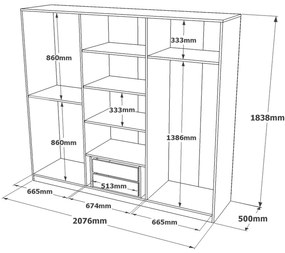 Hanah Home Šatní skříň HM3-W, Bílá