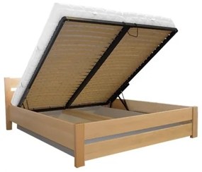 Drewmax Dřevěná postel 200x200 buk LK190 BOX ořech