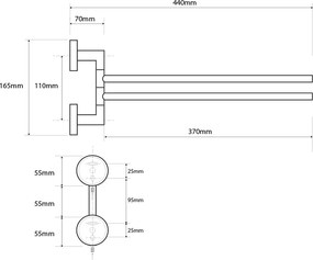 Sapho Sapho, X-STEEL otočný držák na ručníky dvojitý 420mm, broušená nerez, XS405