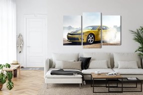 Vícedílný obraz 3D Driftující Žluté Auto Nedostatek Nedostatek Plátno Canvas 60x40