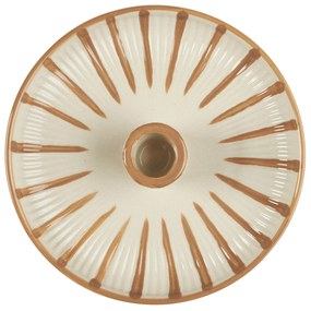 IB LAURSEN Porcelánový svícen Brown stripes, hnědá barva, porcelán