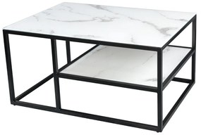 Massive home | Konferenční stolek ELEGANCE BLACK 90 CM bílý mramorový vzhled
