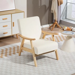 HOMCOM Křeslo do Obývacího Pokoje Nordic S Područky, Polstrování, Padded Křeslo s Dřevěným Rámem, Křeslo s Vzhledem Veluru, Čalouněné Křeslo do Ložni…
