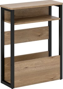 HOMCOM příruční stolek, noční stolek se dvoustupňovou odkládací plochou, zaoblené rohy, 46 d x 18 š x 58,5 v cm, ořech