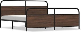 Kovový rám postele bez matrace hnědý dub 183 x 213 cm 3318666