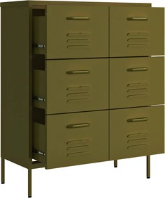 Zásuvková skříň olivově zelená 80 x 35 x 101,5 cm ocel 336144