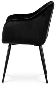 Jídelní židle BEATRICE potah černá matná sametová látka