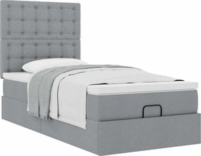 Osmanský rám postele s matrací světle šedá 90x190cm textil 3313285