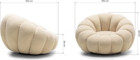 Designové relaxační křeslo VENEZIA 100 cm bouclé béžové