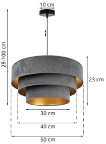 Závěsné svítidlo MEDIOLAN, 1x šedé/zlaté textilní stínítko, (výběr ze 2 barev konstrukce)