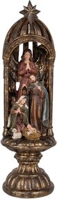 Mosazná antik dekorace Betlém na podstavci Nativity Scene - Ø 14*43 cm