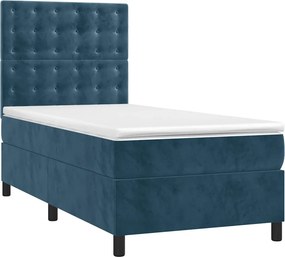 Box spring postel s matrací a LED tmavě modrá 80 x 200 cm samet 3136333