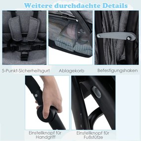 Costway Sourozenecký kočárek skládací sourozenecký kočárek twin