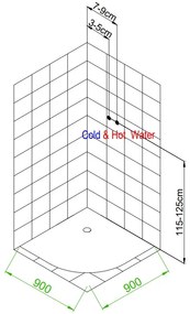 BPS-koupelny Hydromasážní box HYD-Porto 01B 90x90 cm chrom/transparent