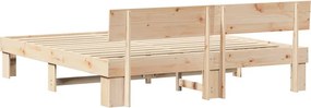 Rám postele s čelo Hnědá 200 x 200 cm Masivní borové dřevo 3382289
