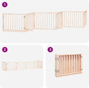 Zábrana pro psy s dvířky skládací 6 panelů 480 cm topol 3155553