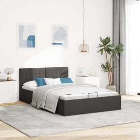 Rám postele s úložným prostorem tmavě šedý textil 140 x 200 cm 285573