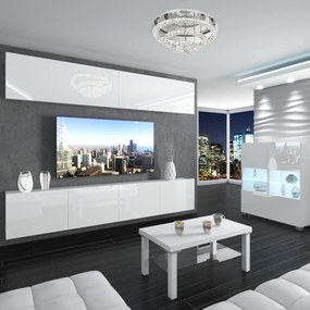 Obývací stěna Belini Premium Full Version  bílý lesk+ LED osvětlení Nexum 86