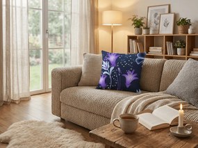 Povlak na polštář z mikrovlákna VIOLET BUTTERFLY 45x45 cm, tmavě modrý