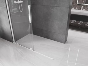 Mexen Velar, posuvné dveře do otvoru typ Walk-In 140 cm, 8mm čiré sklo, bílá, 871-140-000-03-20