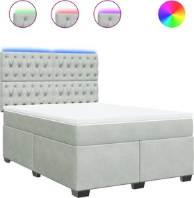 Box spring postel s matrací světle šedá 160x200 cm samet 3293260