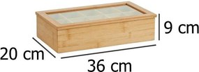 Bambusový čajový box v pytlích - 10 přihrádek, ZELLER