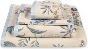 Pip Studio ručníky z bavlněného froté Secret Garden, bílo-modré (Luxusní ručníky z bavlněného froté v designu Secret Garden v bílo-modré barvě)