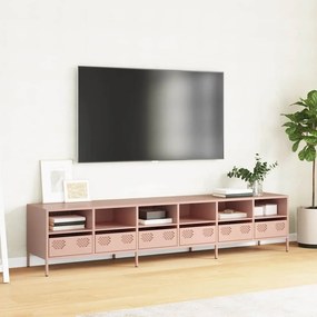 TV skříňka růžová 202 x 39 x 43,5 cm ocel válcovaná za studena 3307156