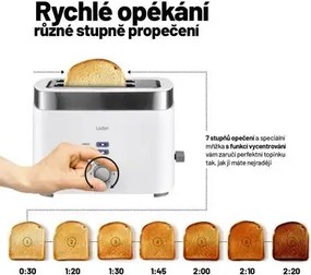 Lauben Toaster T17WS bílá / Topinkovač / 930W / 2 plátky pečiva / 7 st